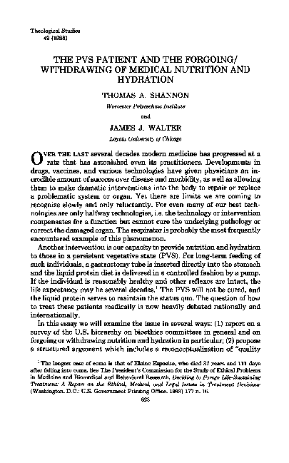 (PDF) The Pvs Patient and the Forgoing/Withdrawing of Medical Nutrition ...