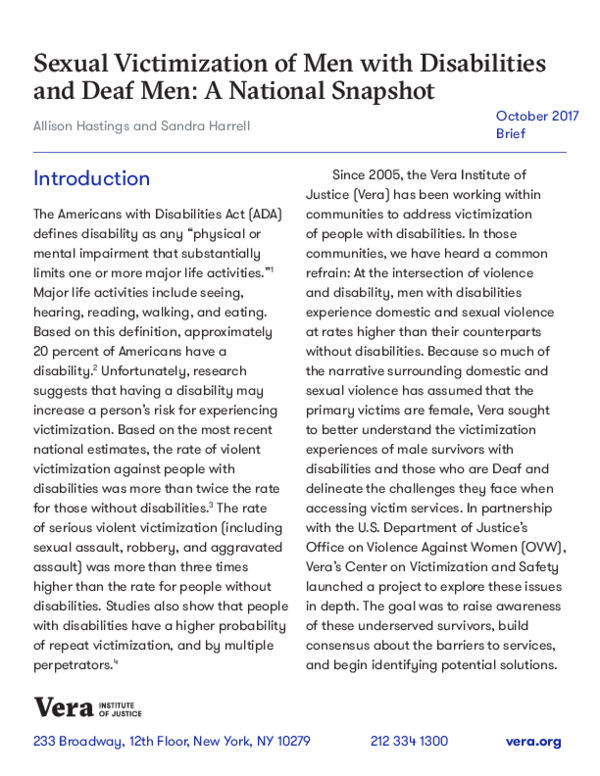 (PDF) Sexual Victimization of Men with Disabilities and Deaf Men: A ...