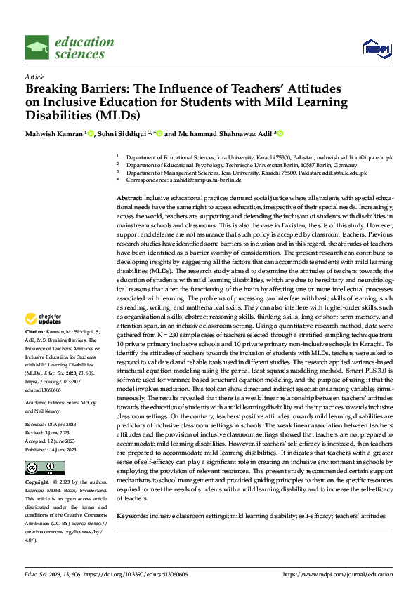 (PDF) Breaking Barriers: The Influence of Teachers’ Attitudes on ...