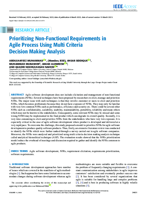 (PDF) Prioritizing Non-Functional Requirements in Agile Process Using Multi Criteria Decision ...