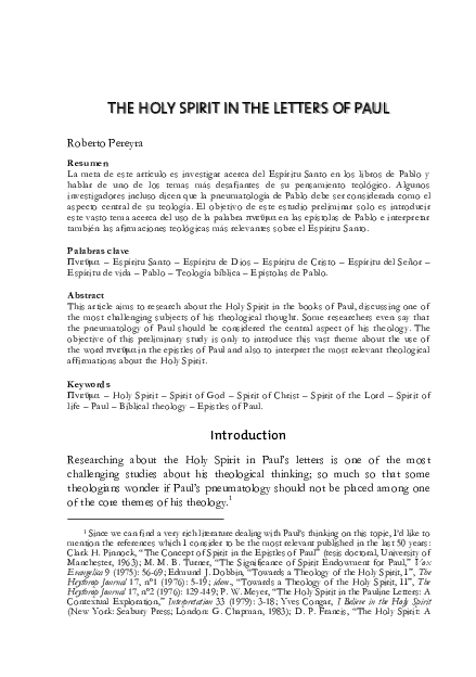 (PDF) THE HOLY SPIRIT IN THE LETTERS OF PAUL