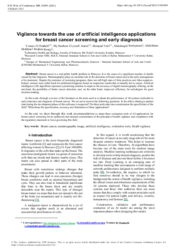 (PDF) Vigilance towards the use of artificial intelligence applications for breast cancer ...