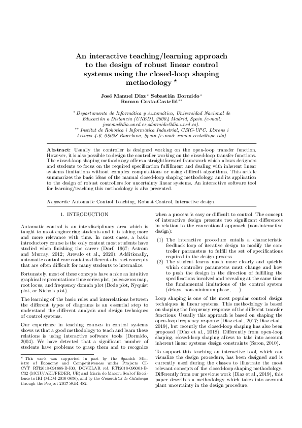 (PDF) An interactive teaching/learning approach to the design of robust linear control systems ...