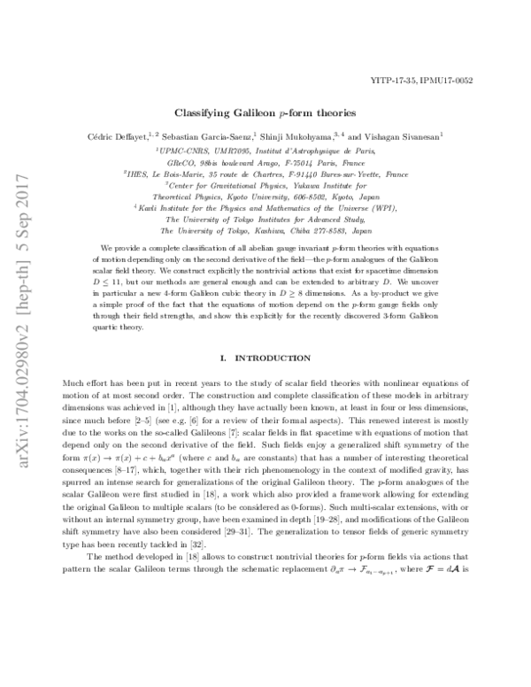 (PDF) Classifying Galileon p -form theories