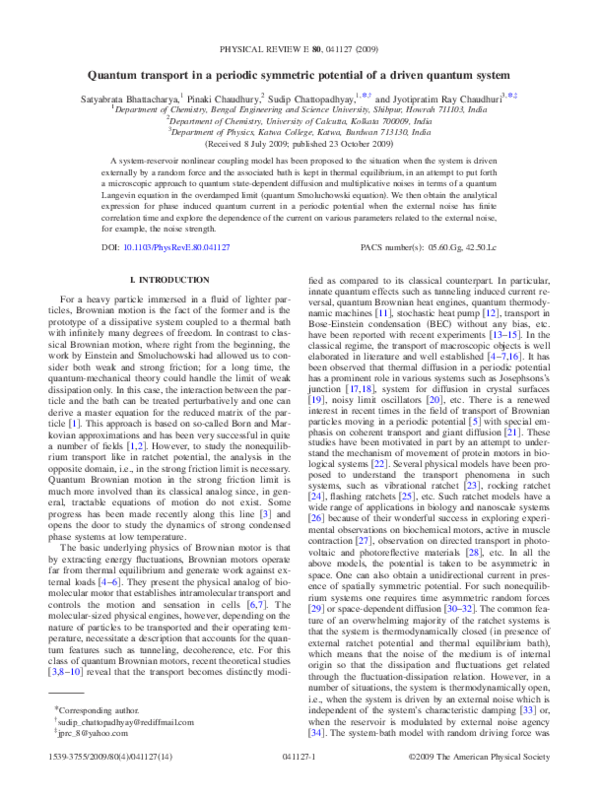 (PDF) Quantum transport in a periodic symmetric potential of a driven quantum system