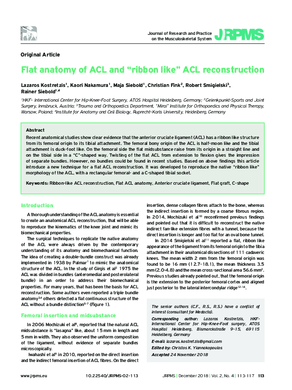 (PDF) Flat anatomy of ACL and “ribbon like” ACL reconstruction