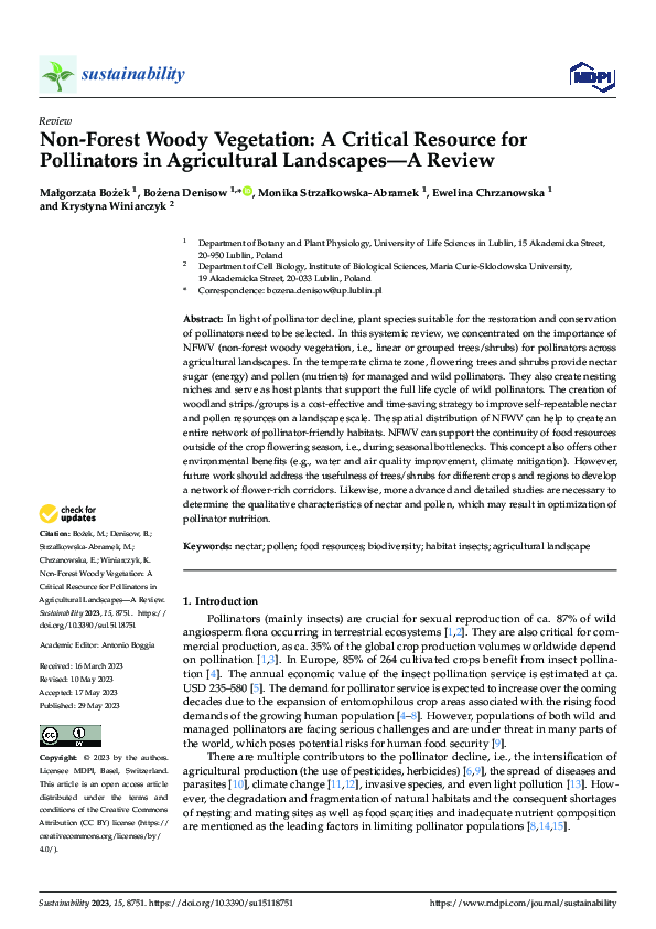(PDF) Non-Forest Woody Vegetation: A Critical Resource for Pollinators ...