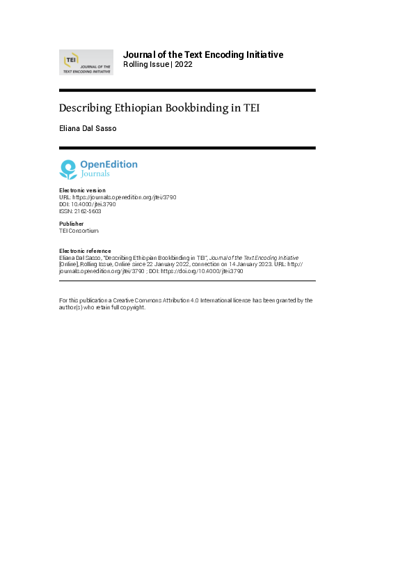 (PDF) Describing Ethiopian Bookbinding in TEI