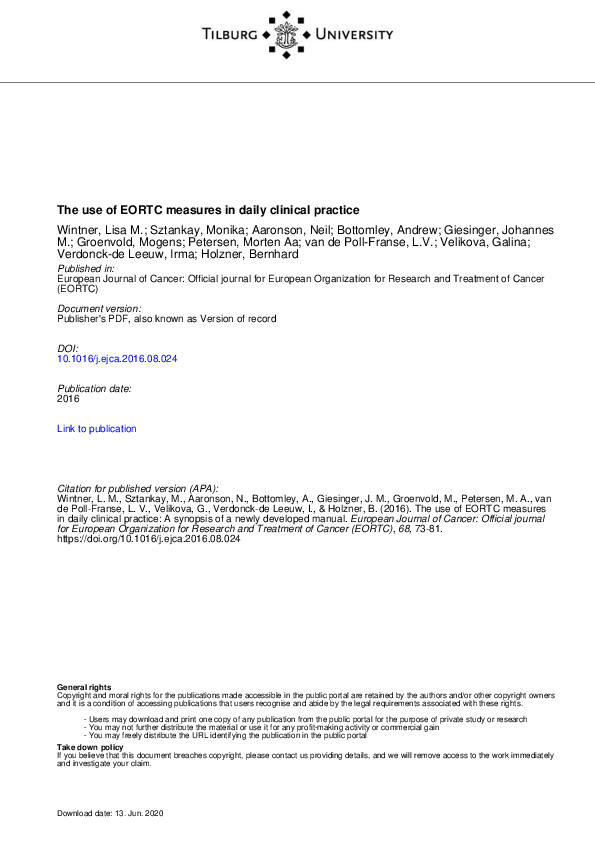 (PDF) The use of EORTC measures in daily clinical practice—A synopsis ...