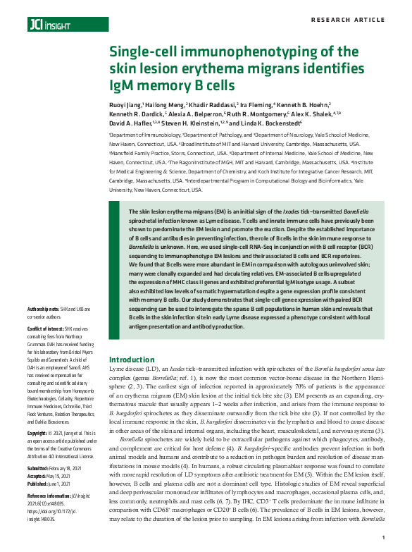 (PDF) Single-cell immunophenotyping of the skin lesion erythema migrans ...