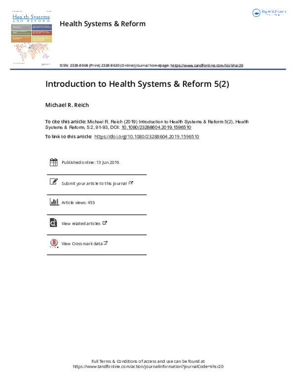 (PDF) Introduction to Health Systems & Reform 5(2)