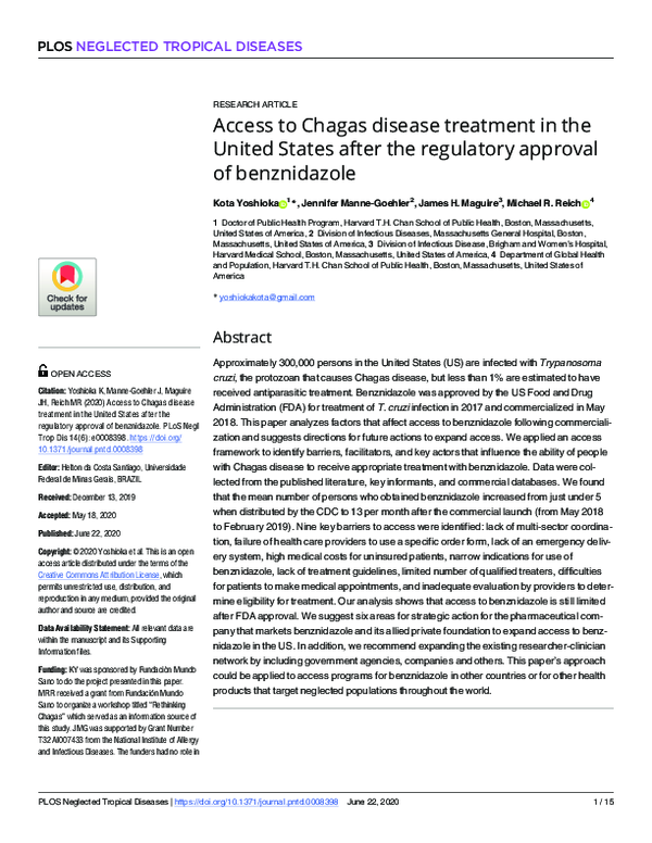 (PDF) Access to Chagas disease treatment in the United States after the ...