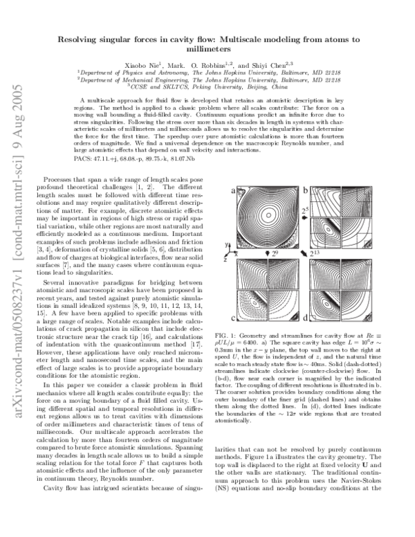 (PDF) Resolving Singular Forces in Cavity Flow: Multiscale Modeling ...