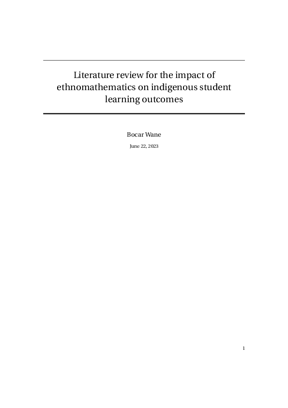 (PDF) Literature review for the impact of ethnomathematics on ...