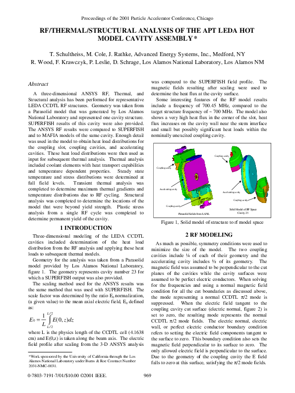 (PDF) RF/thermal/structural analysis of the APT LEDA hot model cavity assembly