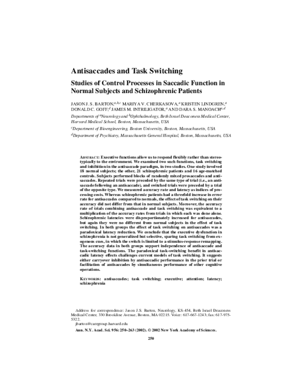 (PDF) Antisaccades and Task Switching