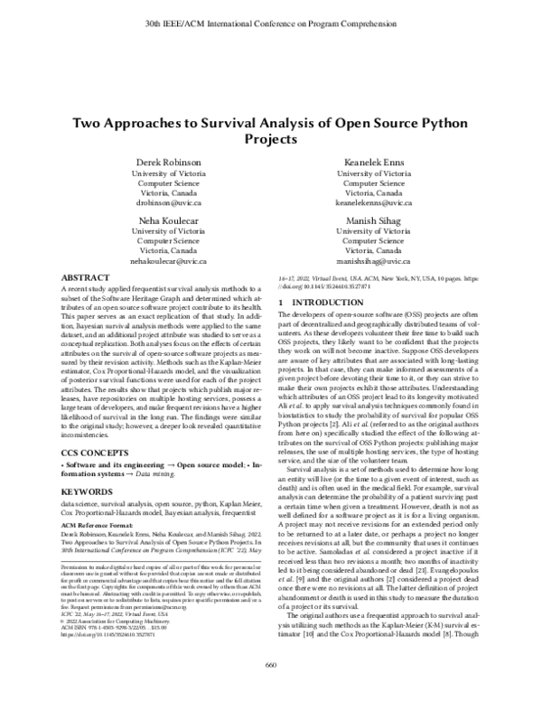 (PDF) Two approaches to survival analysis of open source Python projects
