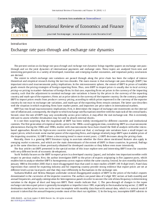 (PDF) Exchange rate pass-through and exchange rate dynamics