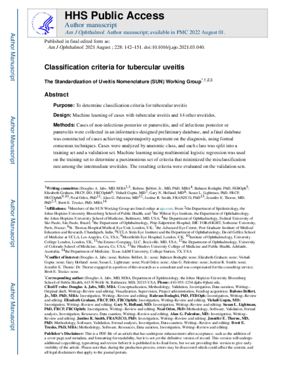 (PDF) Classification Criteria for Tubercular Uveitis