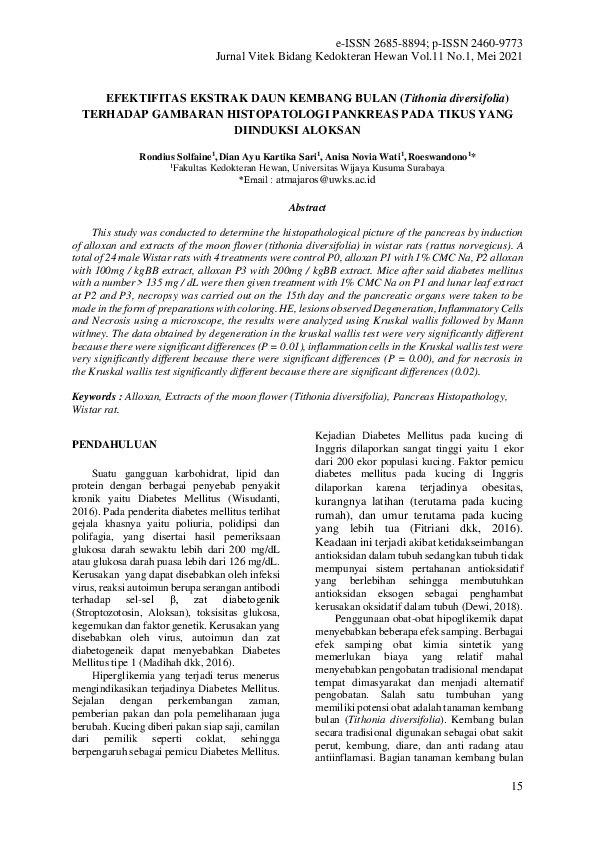 (PDF) EFEKTIFITAS EKSTRAK DAUN KEMBANG BULAN (Tithonia diversifolia ...