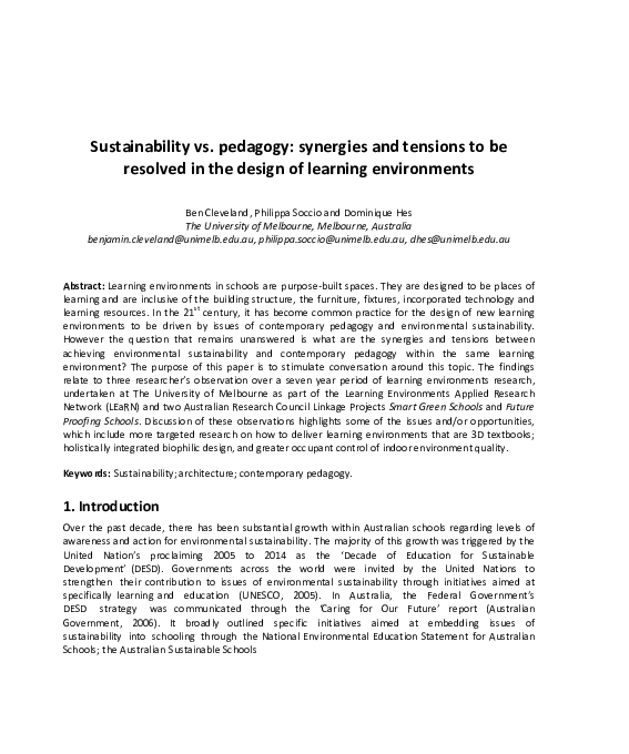 Pdf Sustainability Vs Pedagogy Synergies And Tensions To Be Resolved In The Design Of 
