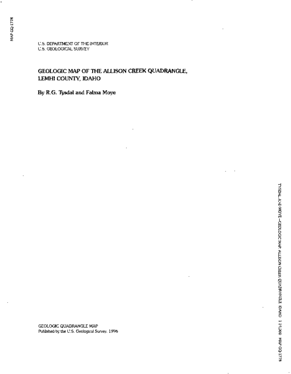 (PDF) Geologic map of the Allison Creek quadrangle, Lemhi County, Idaho