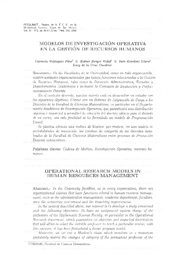 (PDF) Operational Research Models in Human Resources Management