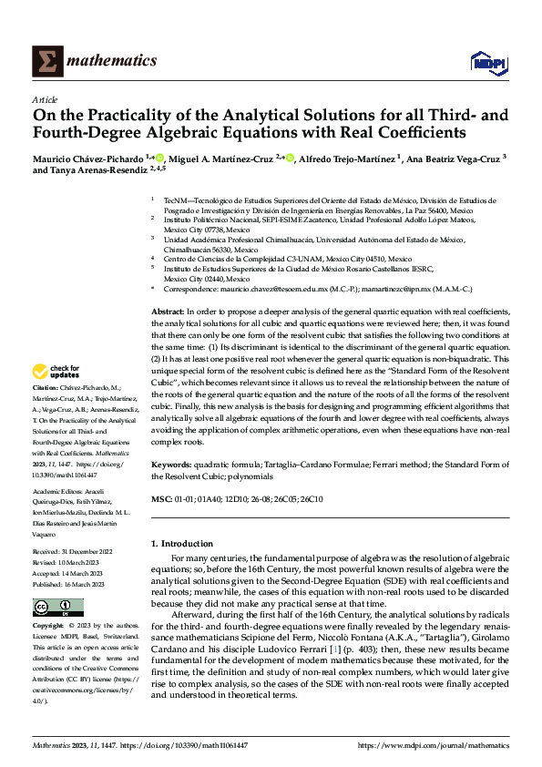 (PDF) On the Practicality of the Analytical Solutions for all Third ...