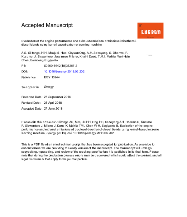 (PDF) Evaluation of the engine performance and exhaust emissions of ...