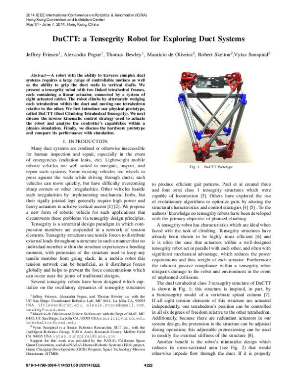 Pdf Ductt A Tensegrity Robot For Exploring Duct Systems Vytas Sunspiral