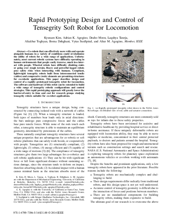 (PDF) Rapid prototyping design and control of tensegrity soft robot for locomotion