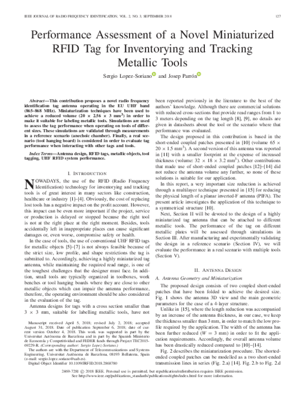 (PDF) Performance Assessment of a Novel Miniaturized RFID Tag for ...