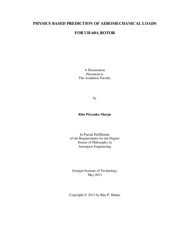 (PDF) Physics based prediction of aeromechanical loads for the UH-60A rotor