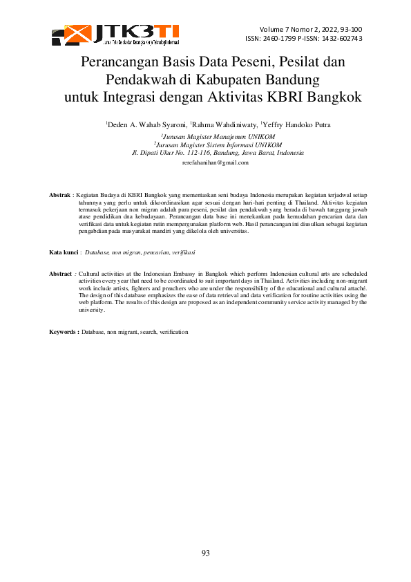 (PDF) Perancangan Basis Data Peseni, Pesilat dan Pendakwah di Kabupaten Bandung untuk Integrasi ...