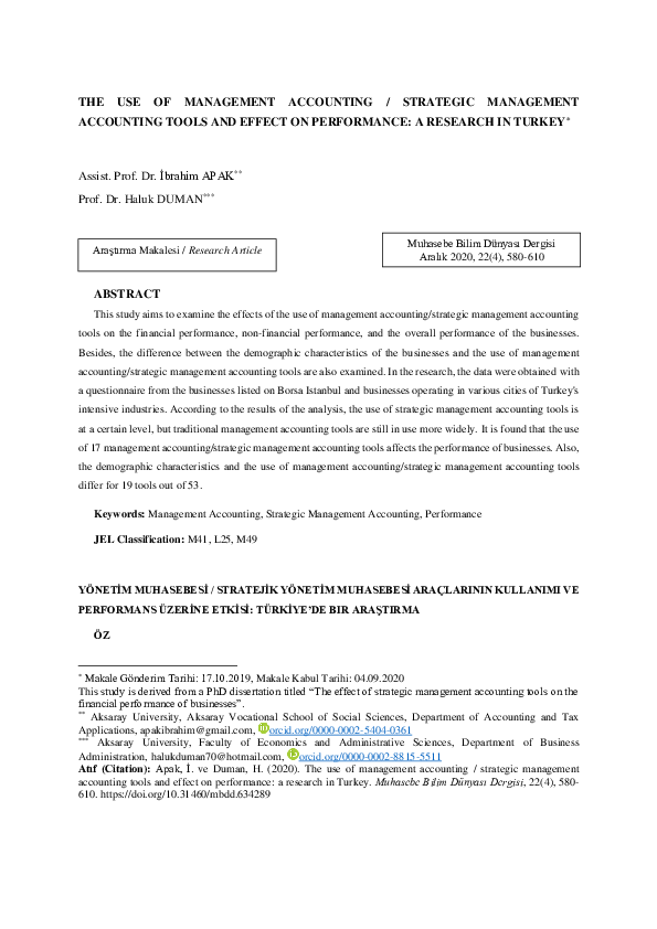 (PDF) The Use of Management Accounting / Strategic Management ...