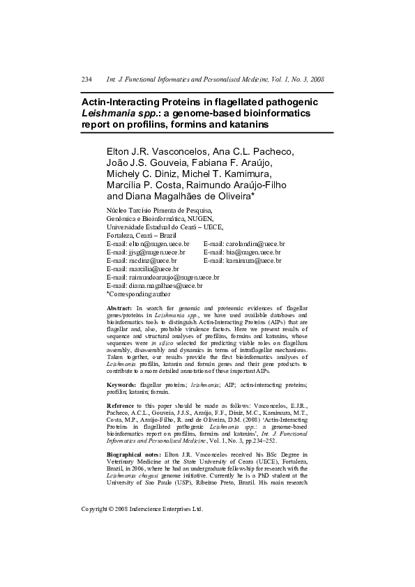 Actin-Interacting Proteins in flagellated pathogenic Leishmania spp.: a ...