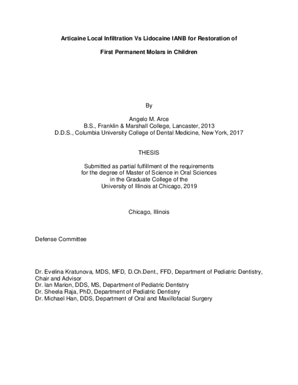 (PDF) Articaine Local Infiltration Vs Lidocaine IANB for Restoration of ...