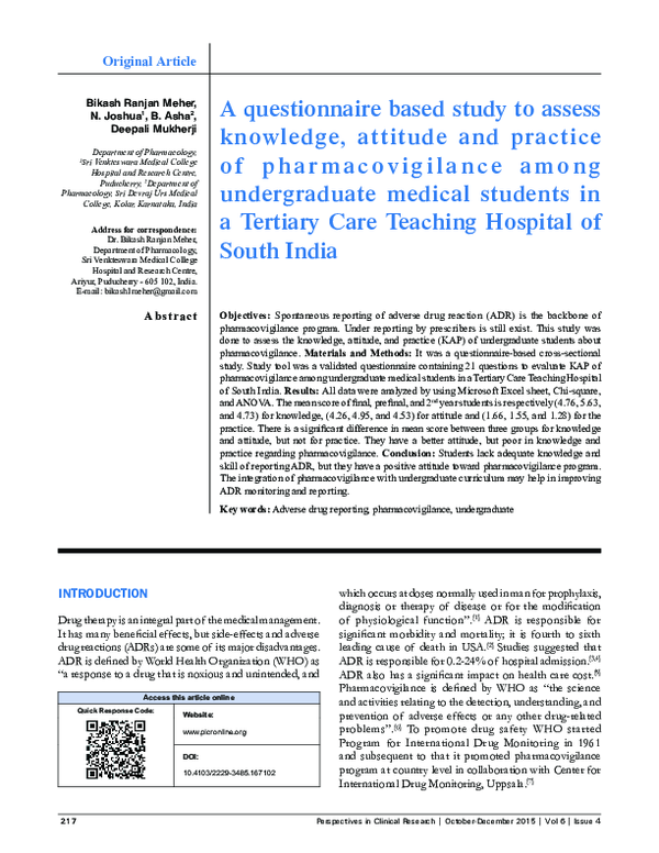 (PDF) A questionnaire based study to assess knowledge, attitude and ...