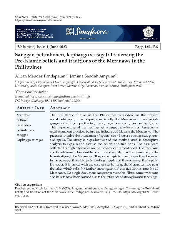 (PDF) Sanggar, pelimbonen, kaphaygo sa ragat: Traversing the Pre ...