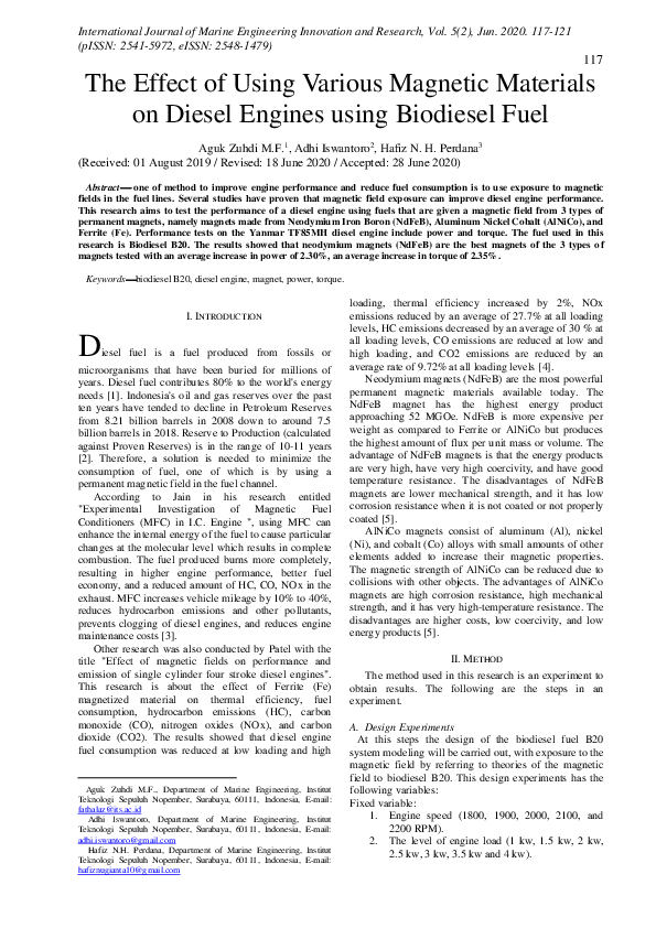 (PDF) The Effect of Using Various Magnetic Materials on Diesel Engines ...