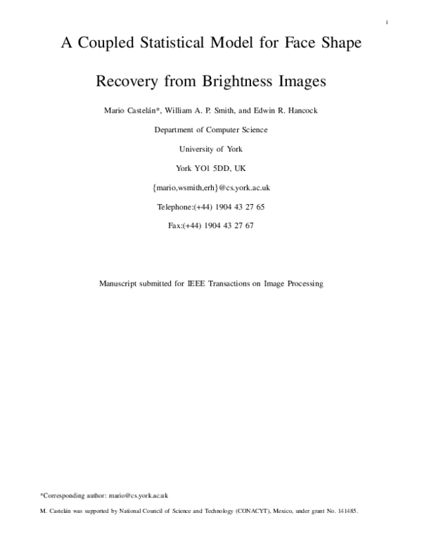 (PDF) A Coupled Statistical Model for Face Shape Recovery From ...