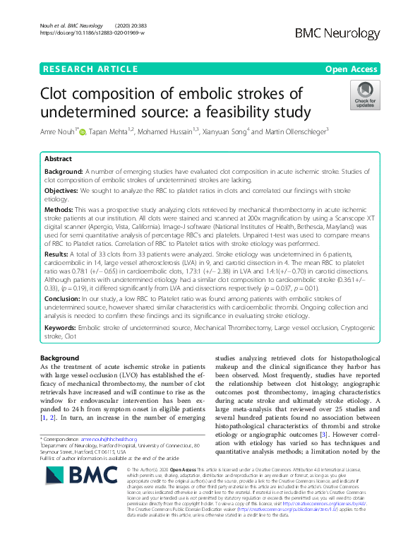 (PDF) Clot composition of embolic strokes of undetermined source: a ...