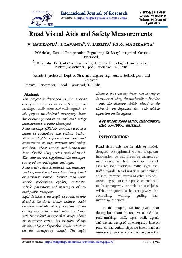 (PDF) Road Visual Aids and Safety Measurements