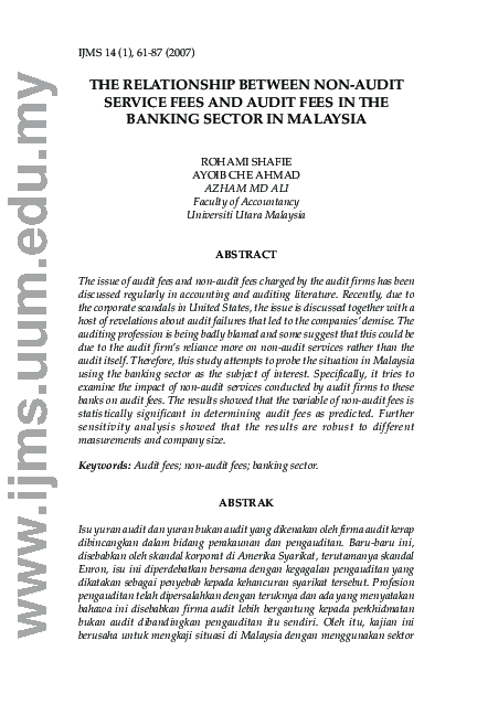 (PDF) The relationship between non-audit service fees and audit fees in ...