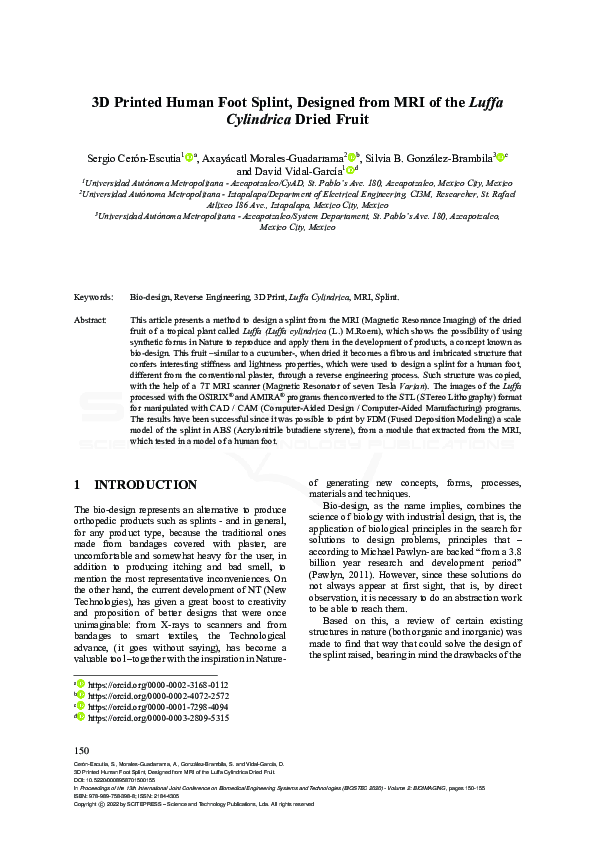 (PDF) 3D Printed Human Foot Splint, Designed from MRI of the Luffa ...