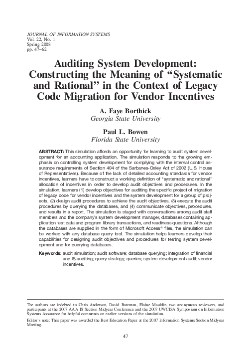 (PDF) Auditing System Development: Constructing the Meaning of “Systematic and Rational” in the ...