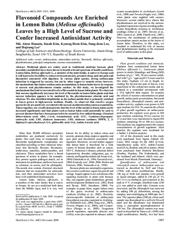 (PDF) Flavonoid Compounds Are Enriched in Lemon Balm (Melissa ...