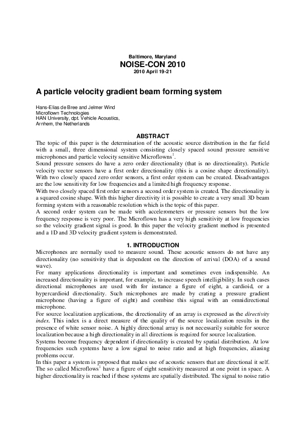 (PDF) A particle velocity gradient beam forming system