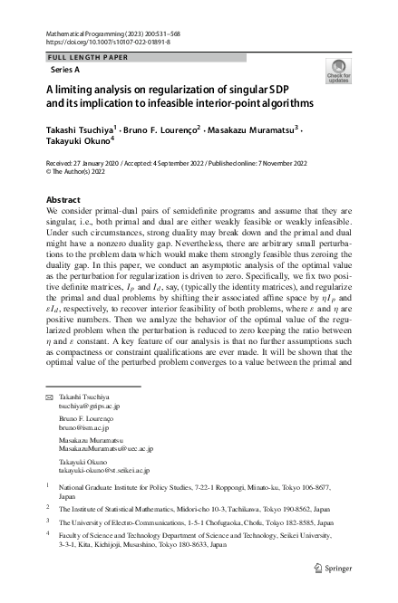 (PDF) Regularization of Singular SDP for Optimization