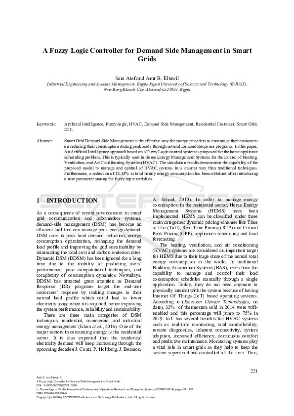 (PDF) A Fuzzy Logic Controller for Demand Side Management in Smart Grids | Sara Atef - Academia.edu